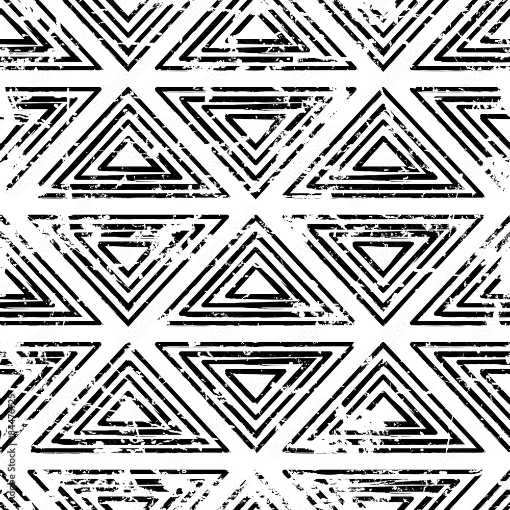 Hand drawn vector line triangle ornament grunge seamless pattern Stock ...