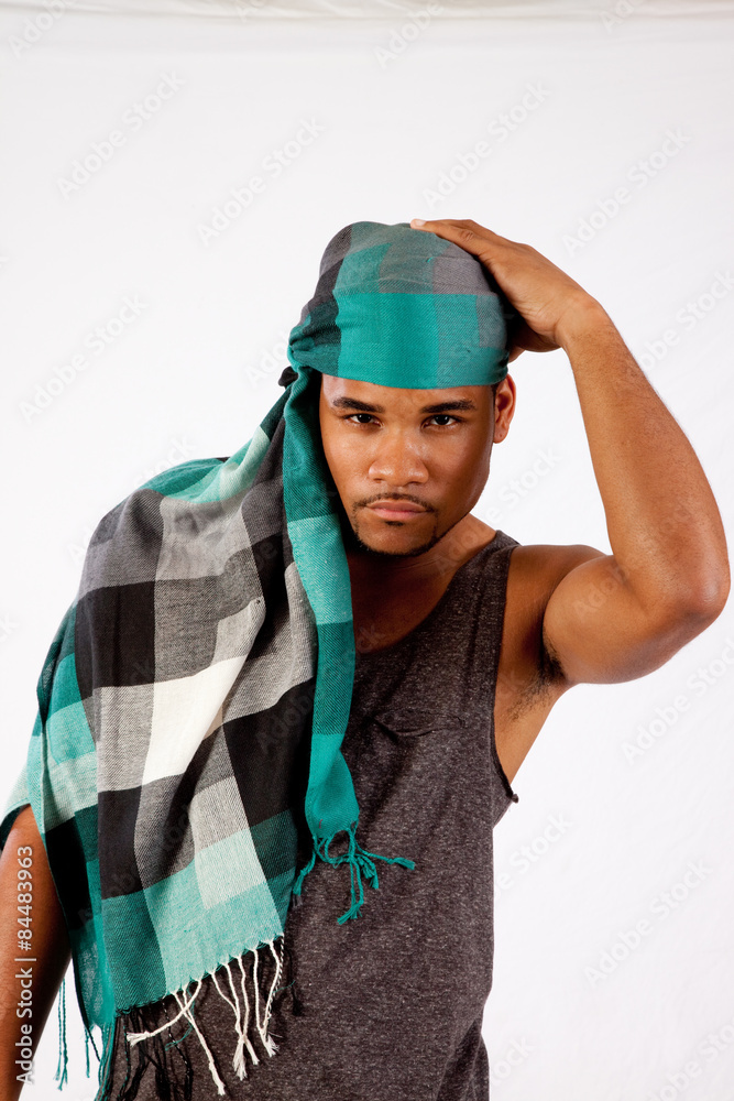 Black man wearing an Arabic head scarf Stock Photo | Adobe Stock