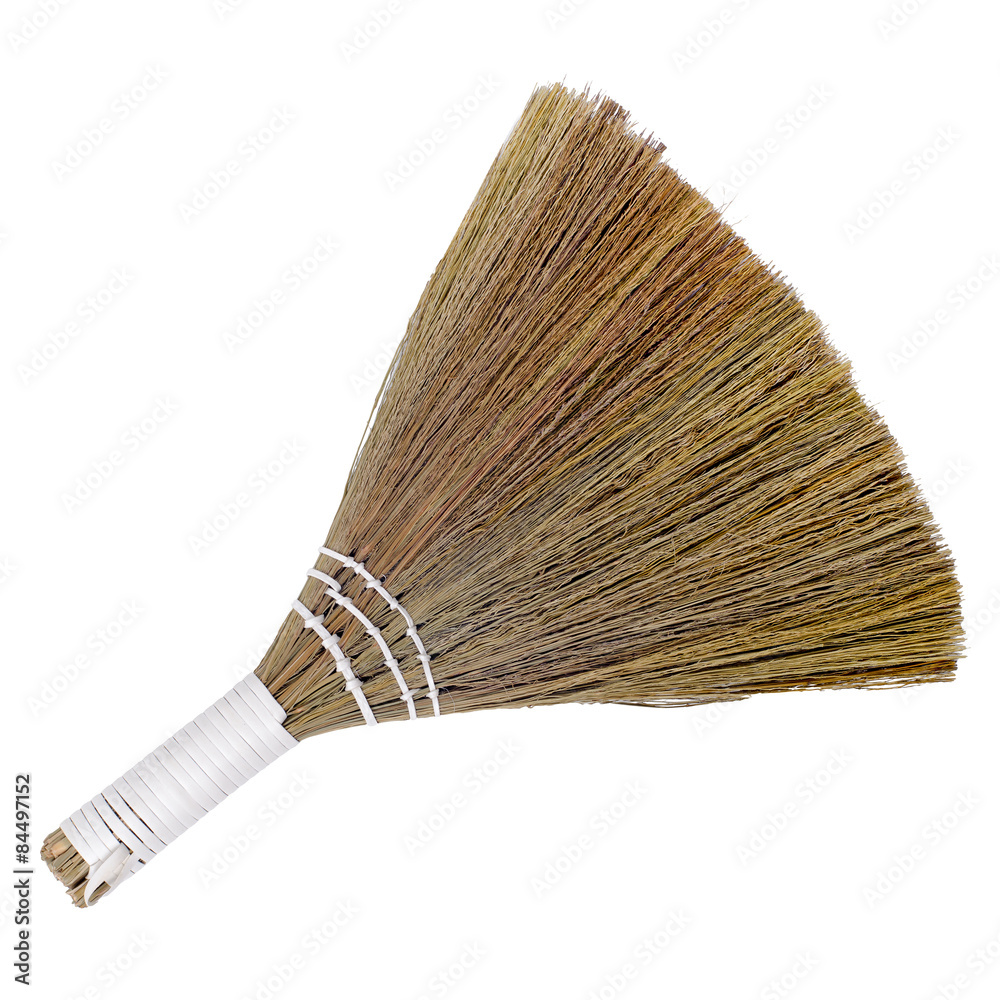 Small whisk for home cleaning. Isolated on white Stock Photo | Adobe Stock