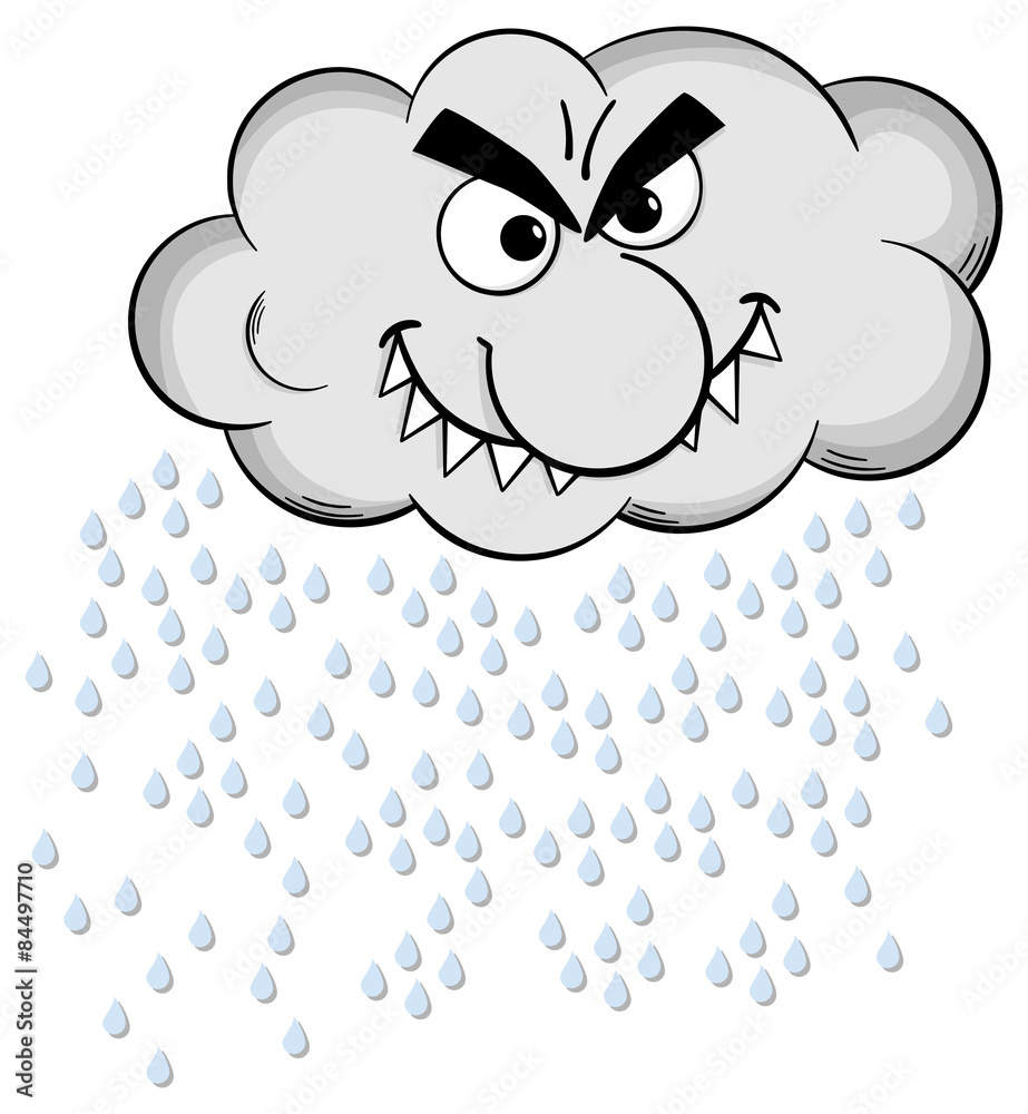 Cartoon Regen Wolke auf weißem Hintergrund Stock Vector | Adobe Stock