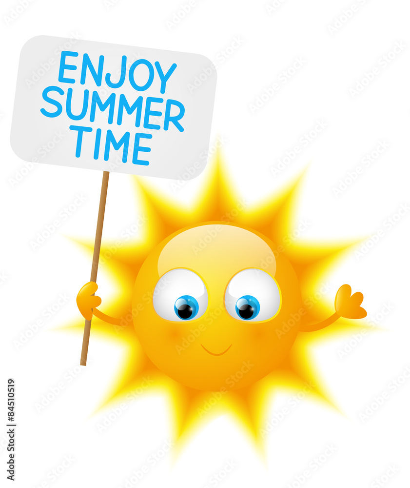 Cartoon Sun with summer message Stock Vector | Adobe Stock