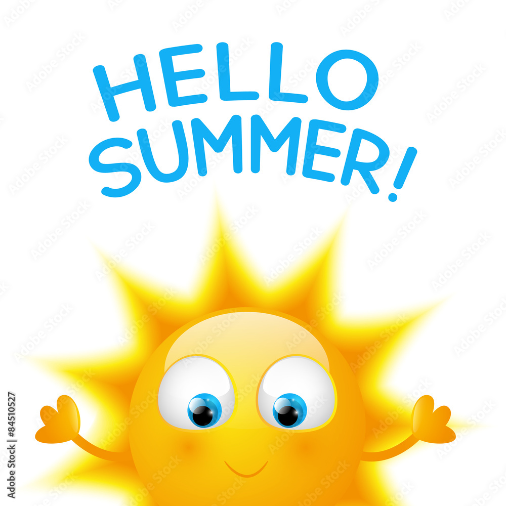 Cartoon Sun with summer word Stock Vector | Adobe Stock