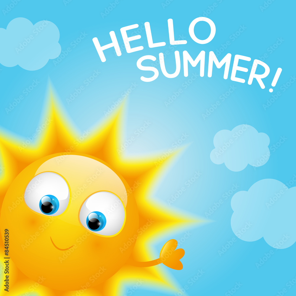Cartoon Sun with summer word Stock Vector | Adobe Stock