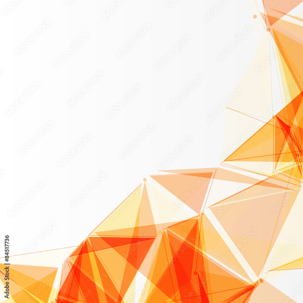 3D Orange Abstract Mesh Background with Circles, Lines and Shapes ...