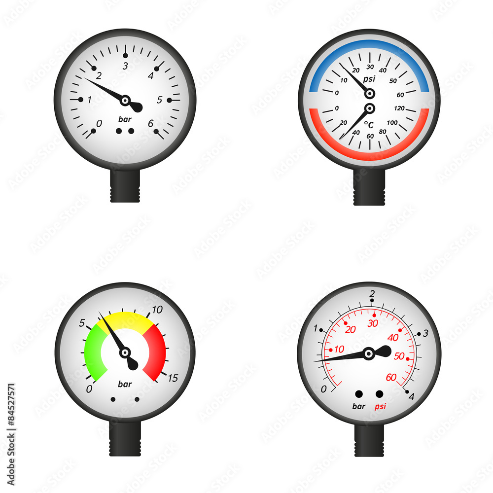 Vector illustration set of manometers. Stock Vector | Adobe Stock