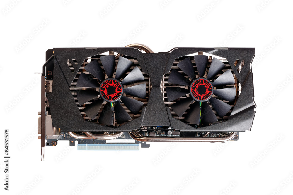Hi-End (Hi-Fi) computer graphic (video) card isolated on white. Stock ...