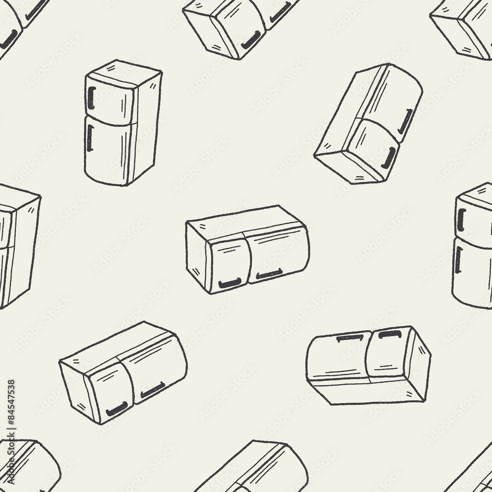 refrigerator doodle seamless pattern background Stock Vector | Adobe Stock