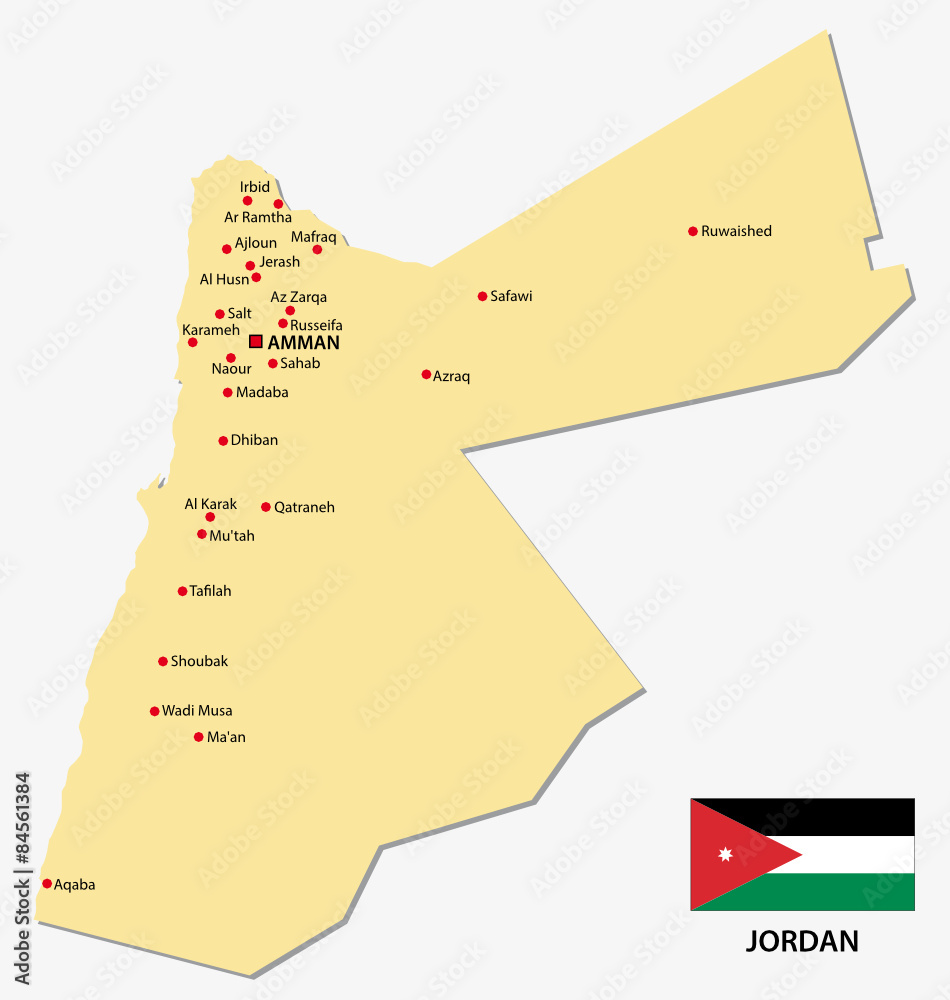 jordan map with flag Stock Vector | Adobe Stock