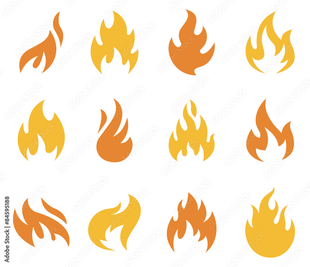 Fire Flame Icons and Symbols Stock Vector | Adobe Stock