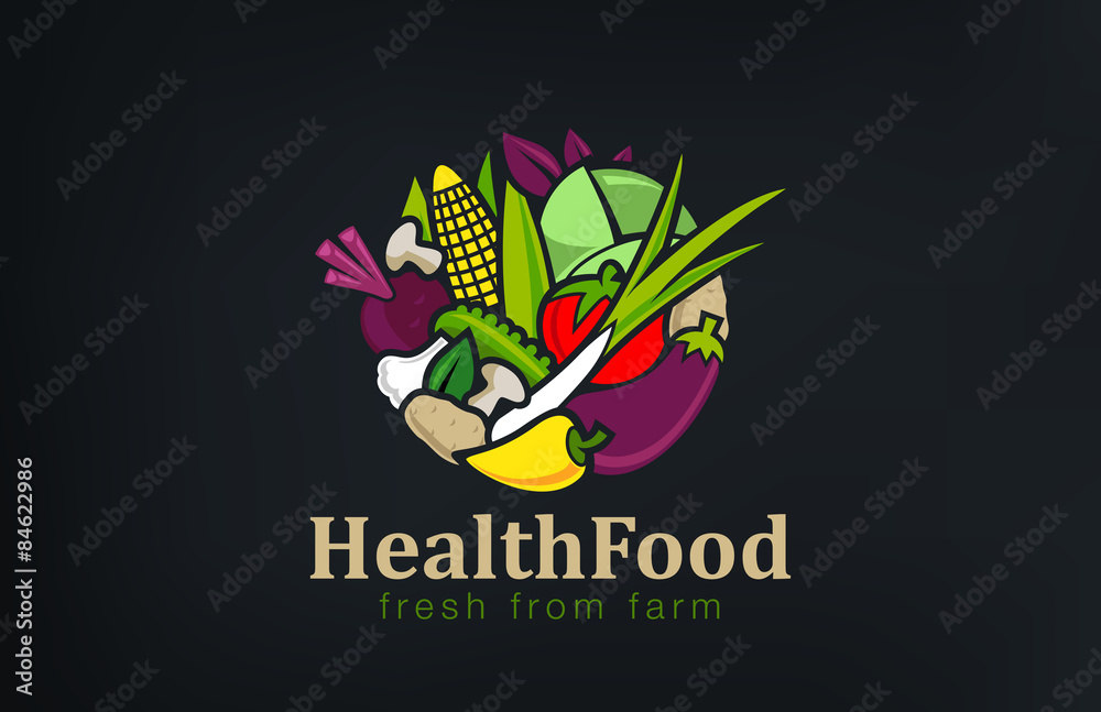 Vegetables mix Logo design vector template circle shape...Vegeta Stock ...