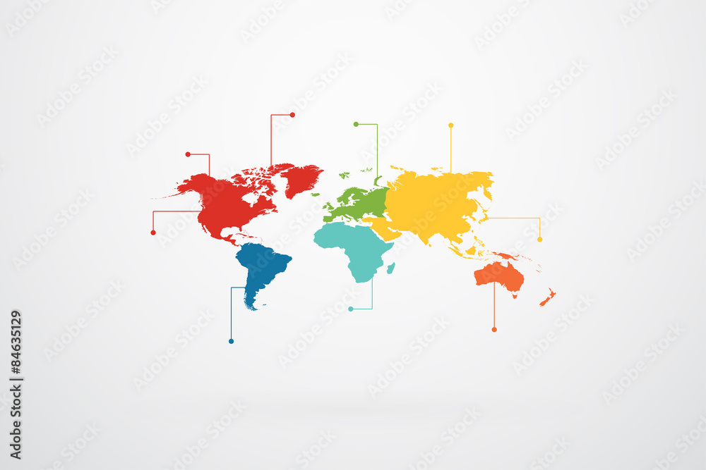 World Map Continents Infographic Vector Stock Vector | Adobe Stock