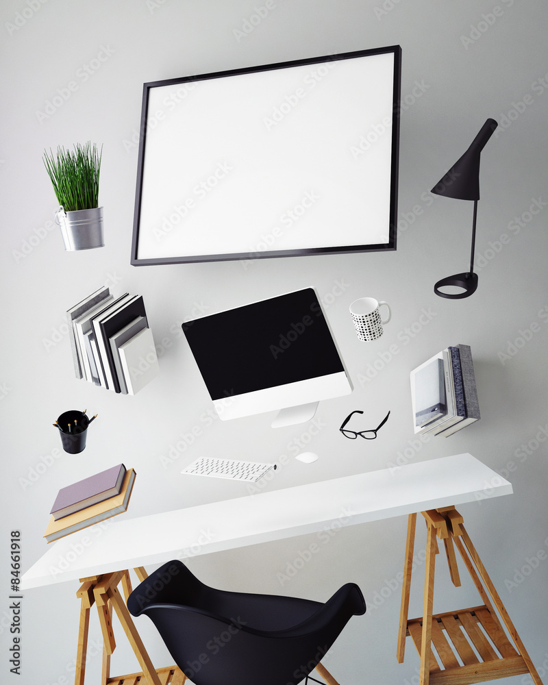 modern computer template, workspace mock up Stock-Illustration | Adobe ...