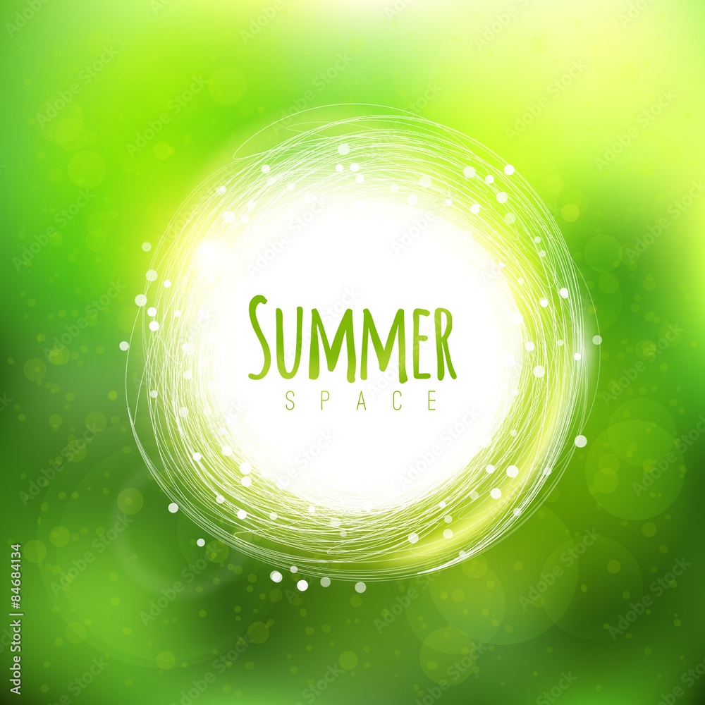 Summer space background with circle label Stock Vector | Adobe Stock