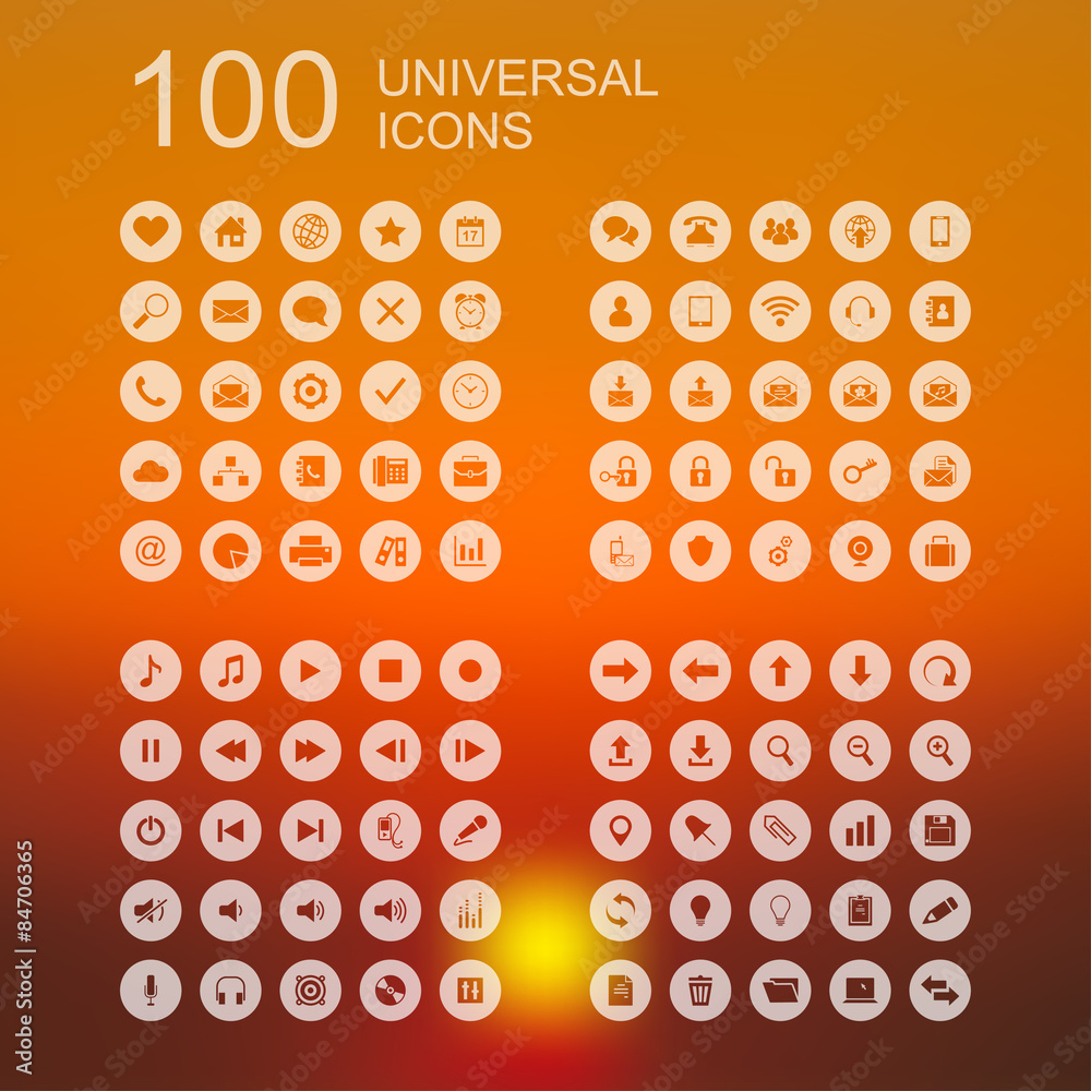 Vector Set of 100 Icons for Web Design Stock Vector | Adobe Stock