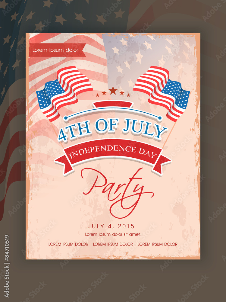Invitation card for American Independence Day celebration. Stock Vector ...