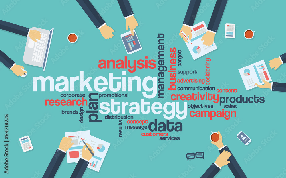 Marketing strategy concept infographics. Word cloud with Stock Vector ...