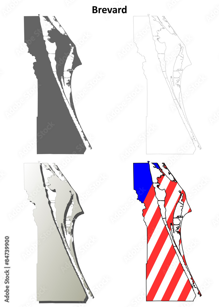 Brevard County (Florida) outline map set Stock Vector | Adobe Stock