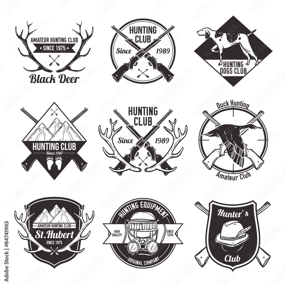 Vintage hunting labels set Stock Vector | Adobe Stock