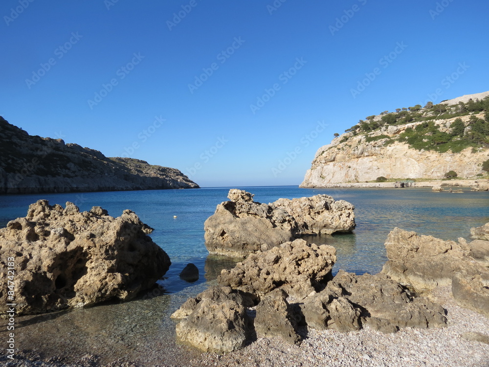 Grèce - ile de Rhodes - Baie des Canons de Navarone Stock Photo | Adobe ...