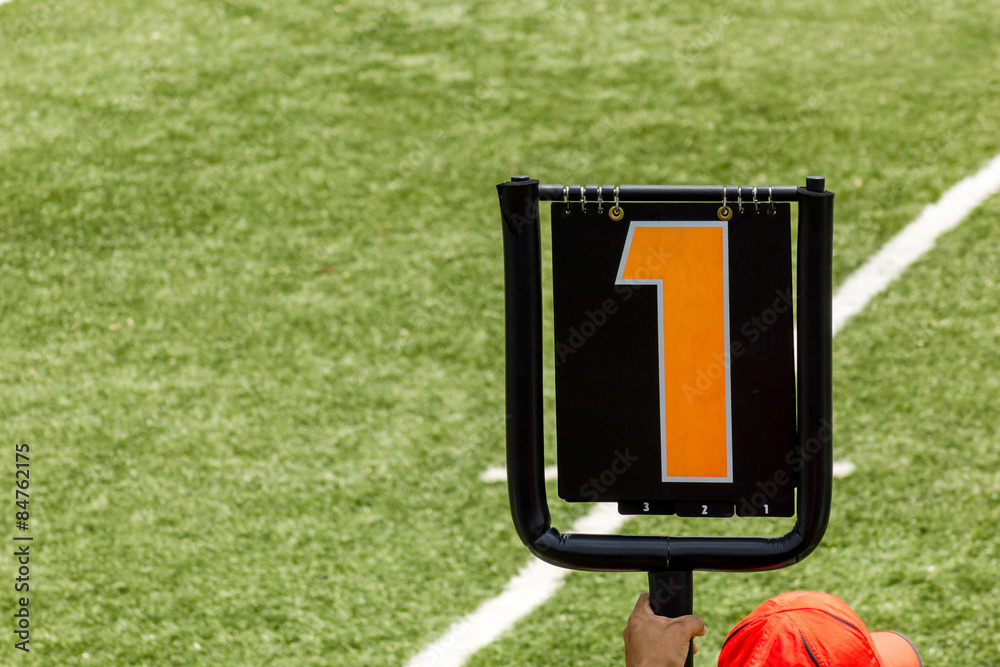 football field and first down sign Stock Photo | Adobe Stock