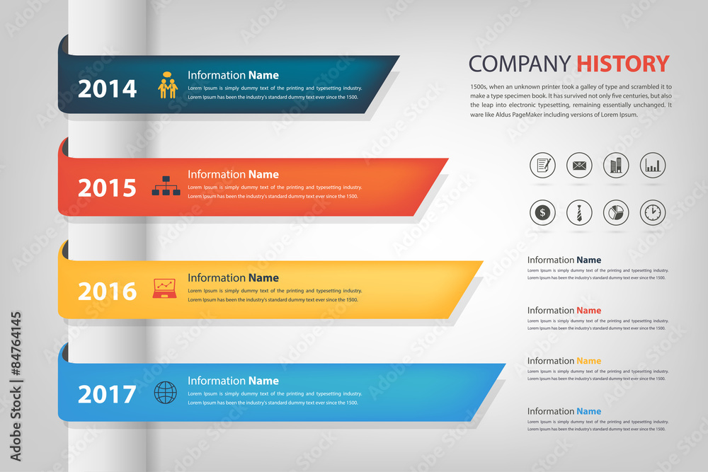 Company history in time line (year) horizontal graph bar (Vector Stock ...