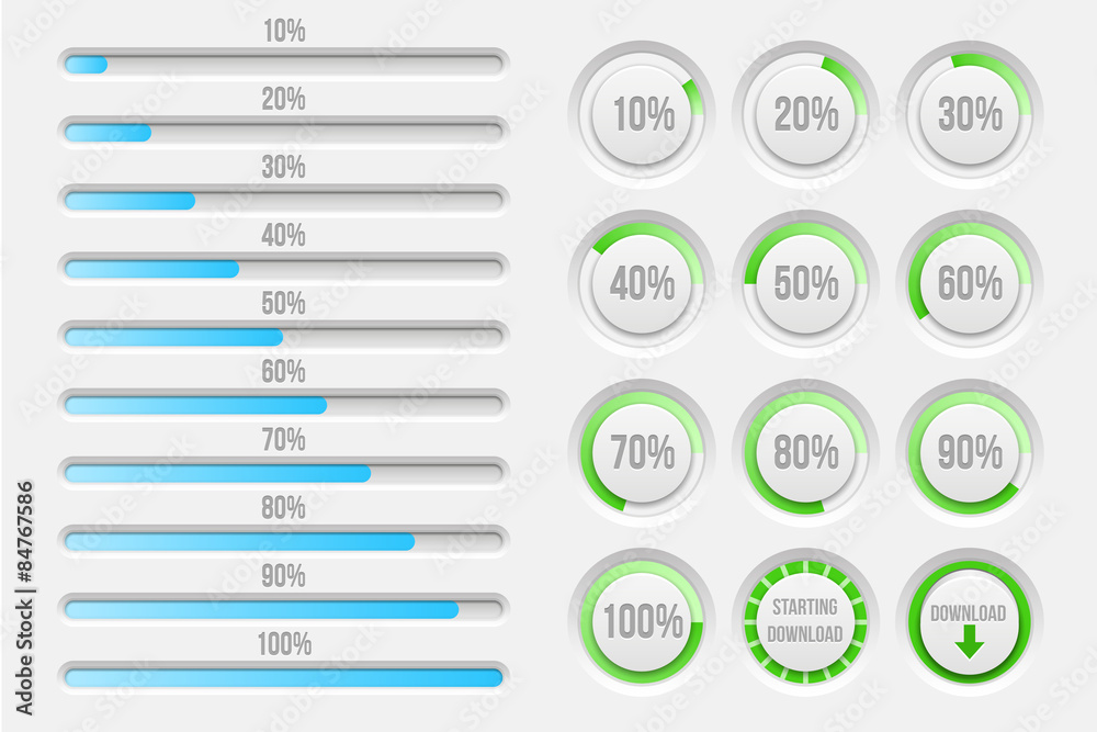 Vector progress bars elements Stock Vector | Adobe Stock