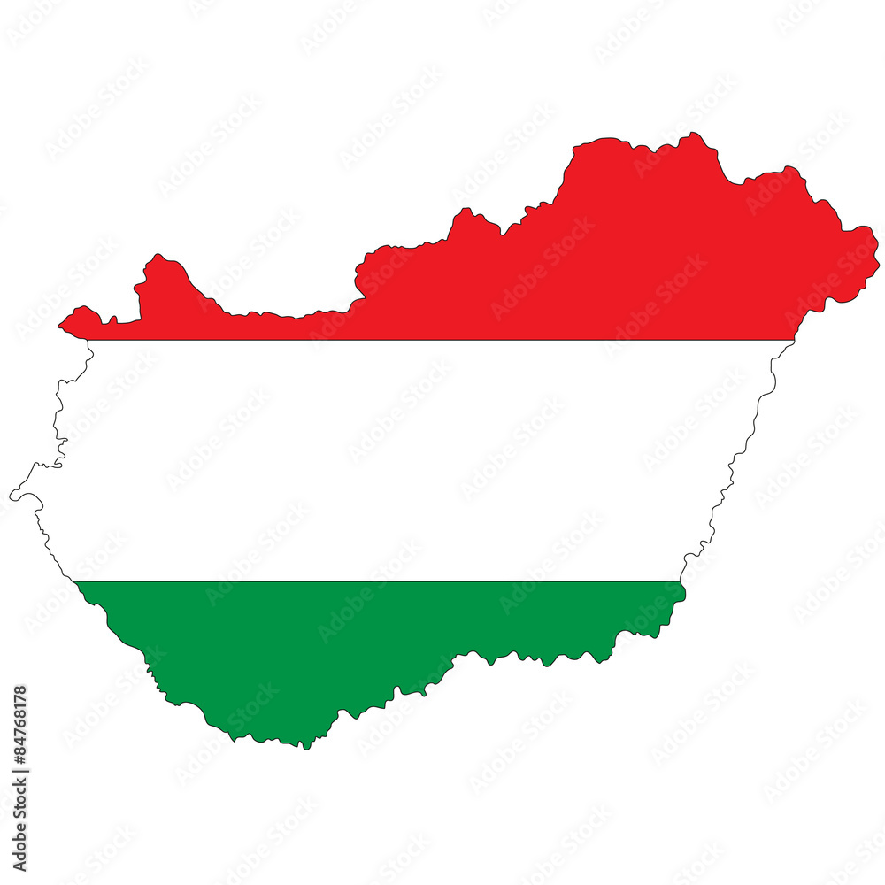 map of Hungary painted in the colors of the national flag Stock Vector ...