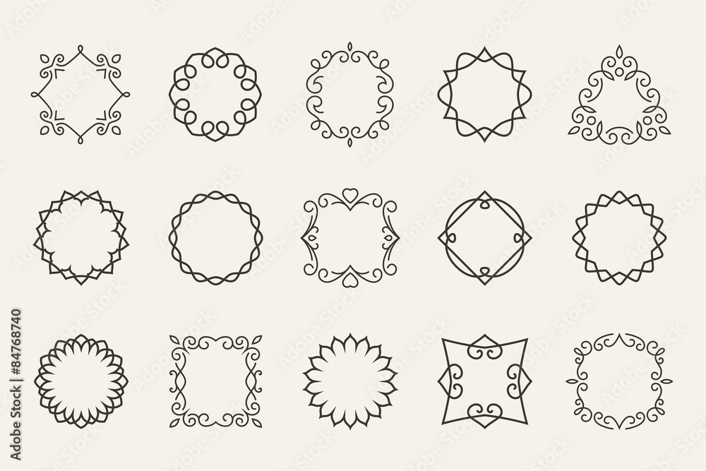 Vector line emblems and badges frames for logo or labels Stock Vector ...