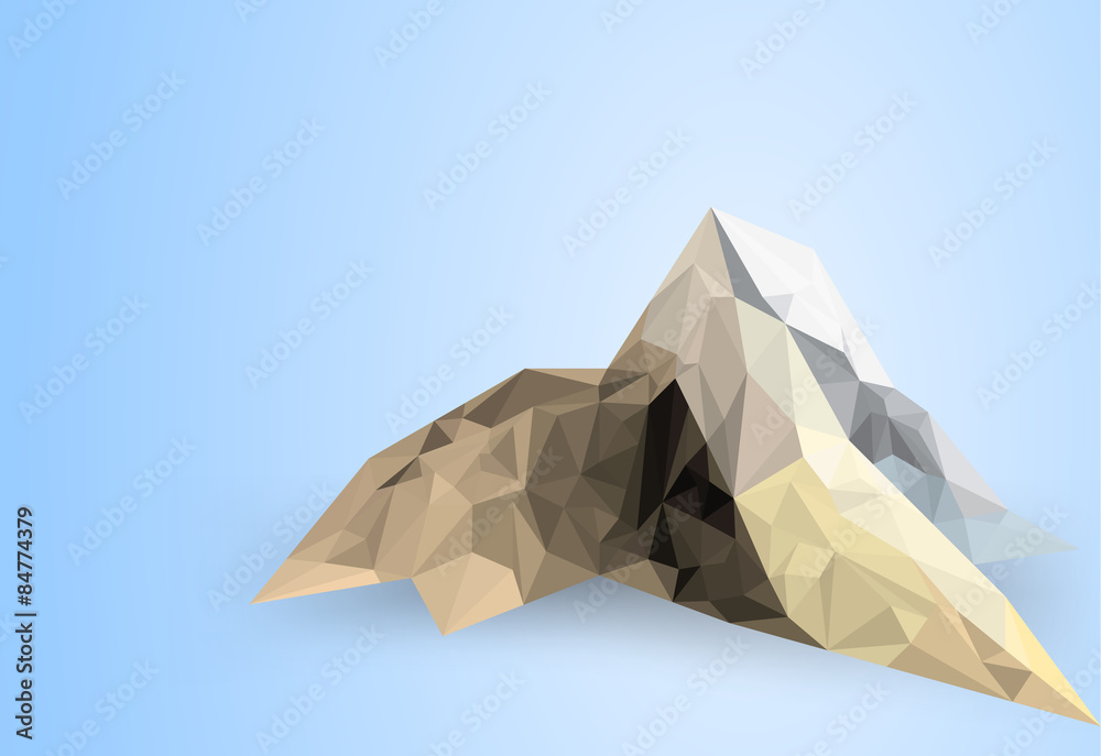 Low poly mountain scene on a blue background Stock Vector | Adobe Stock