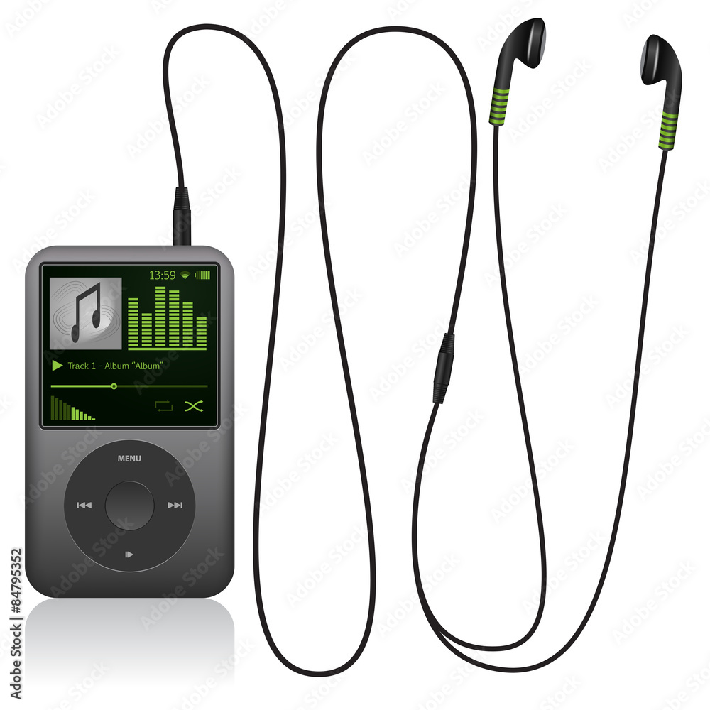 Realistic mp3 player on the white background. Vector illustration ...