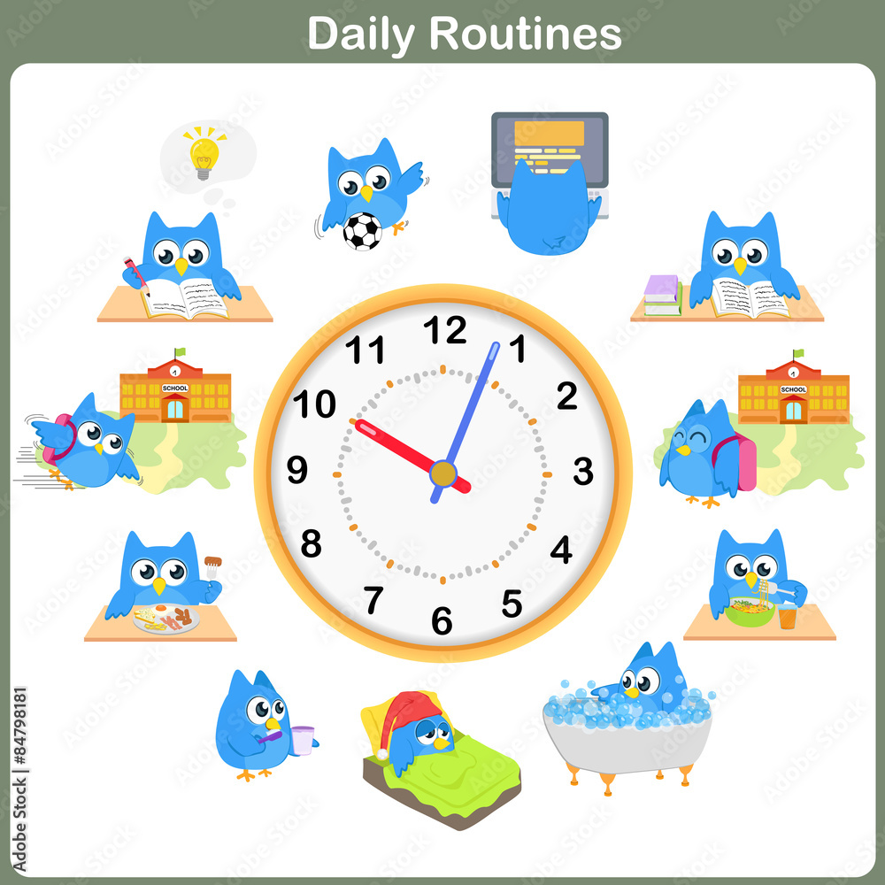 Daily Routines sheet. - Worksheet for education Stock Vector | Adobe Stock
