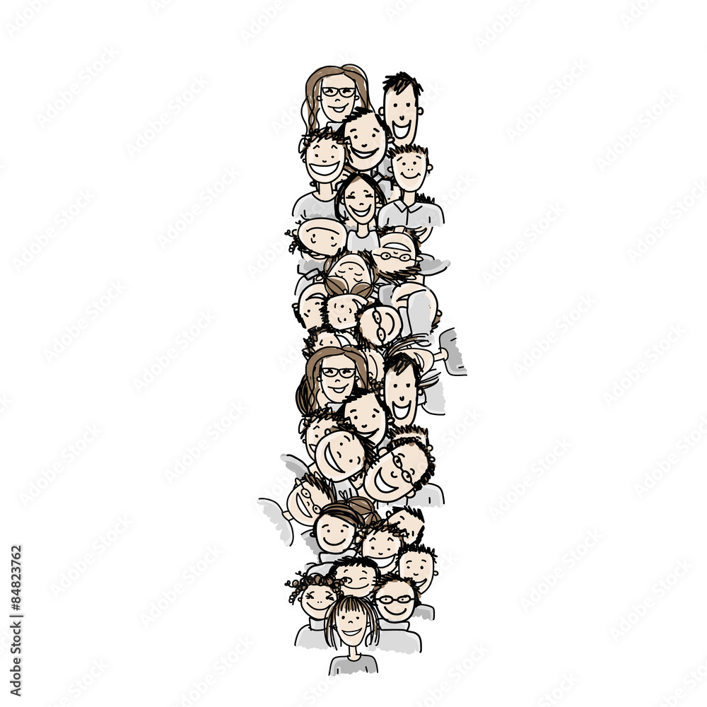 Letter I, people crowd, vector alphabet design Stock Vector | Adobe Stock