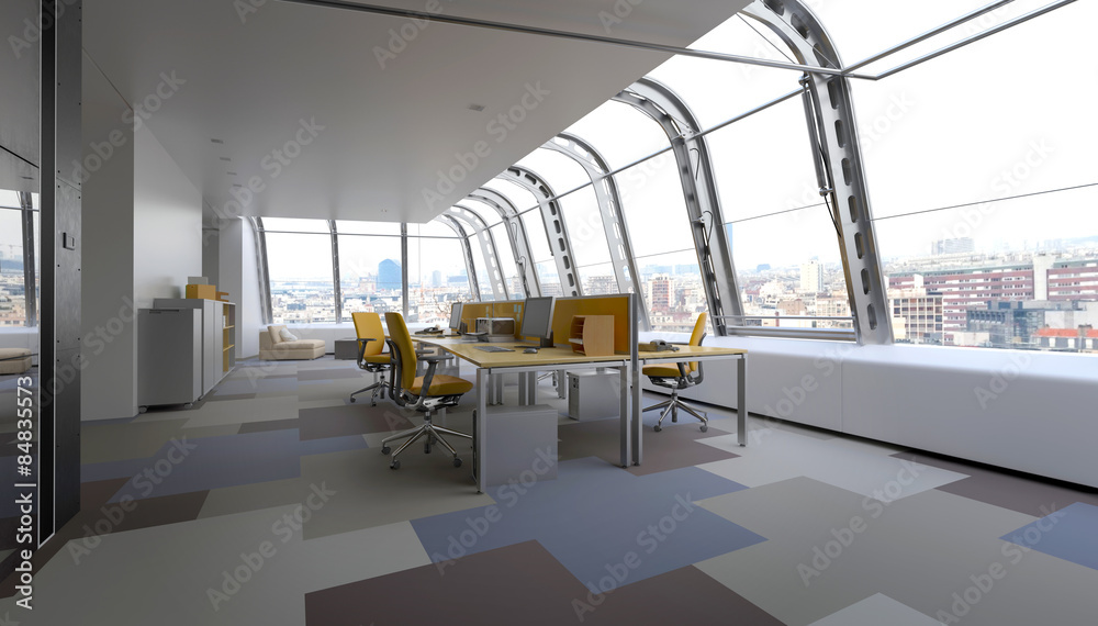 Modern commercial office with curved windows ilustración de Stock ...