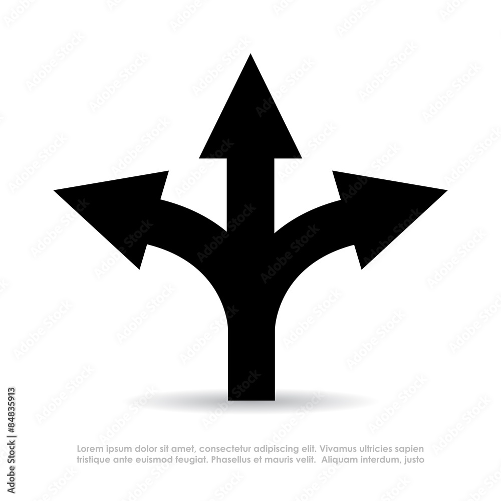 Three way arrow sign Stock Vector | Adobe Stock