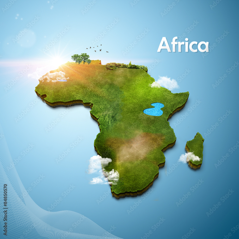 Realistic 3D Map of Africa Stock Illustration | Adobe Stock