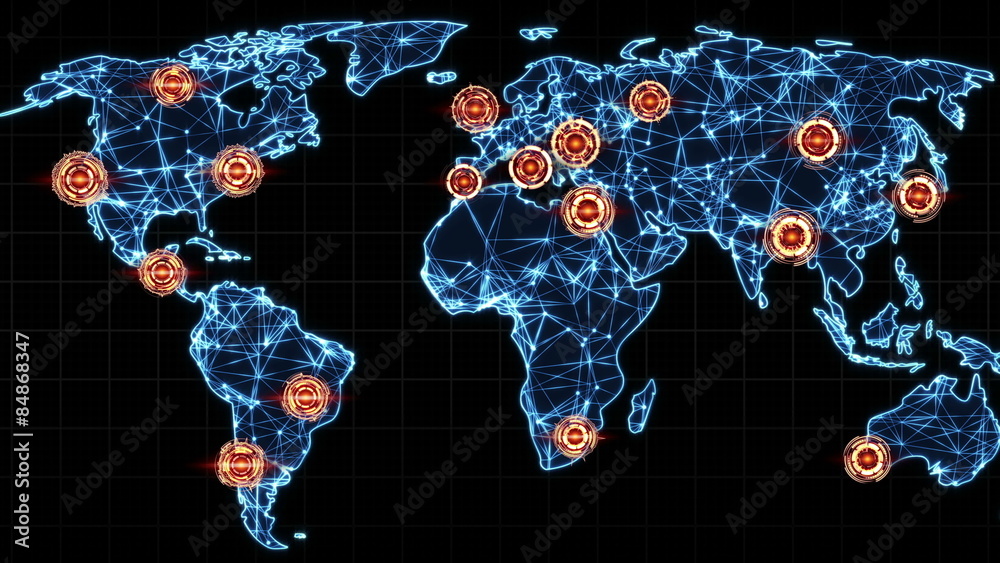 Map of world with marked points seamless loop animation Stock Video ...