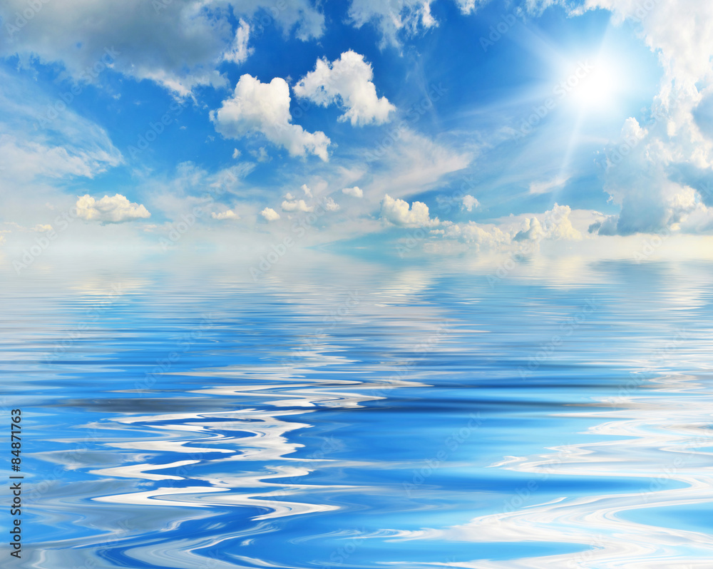 Summer sky above cool calm water Stock Photo | Adobe Stock