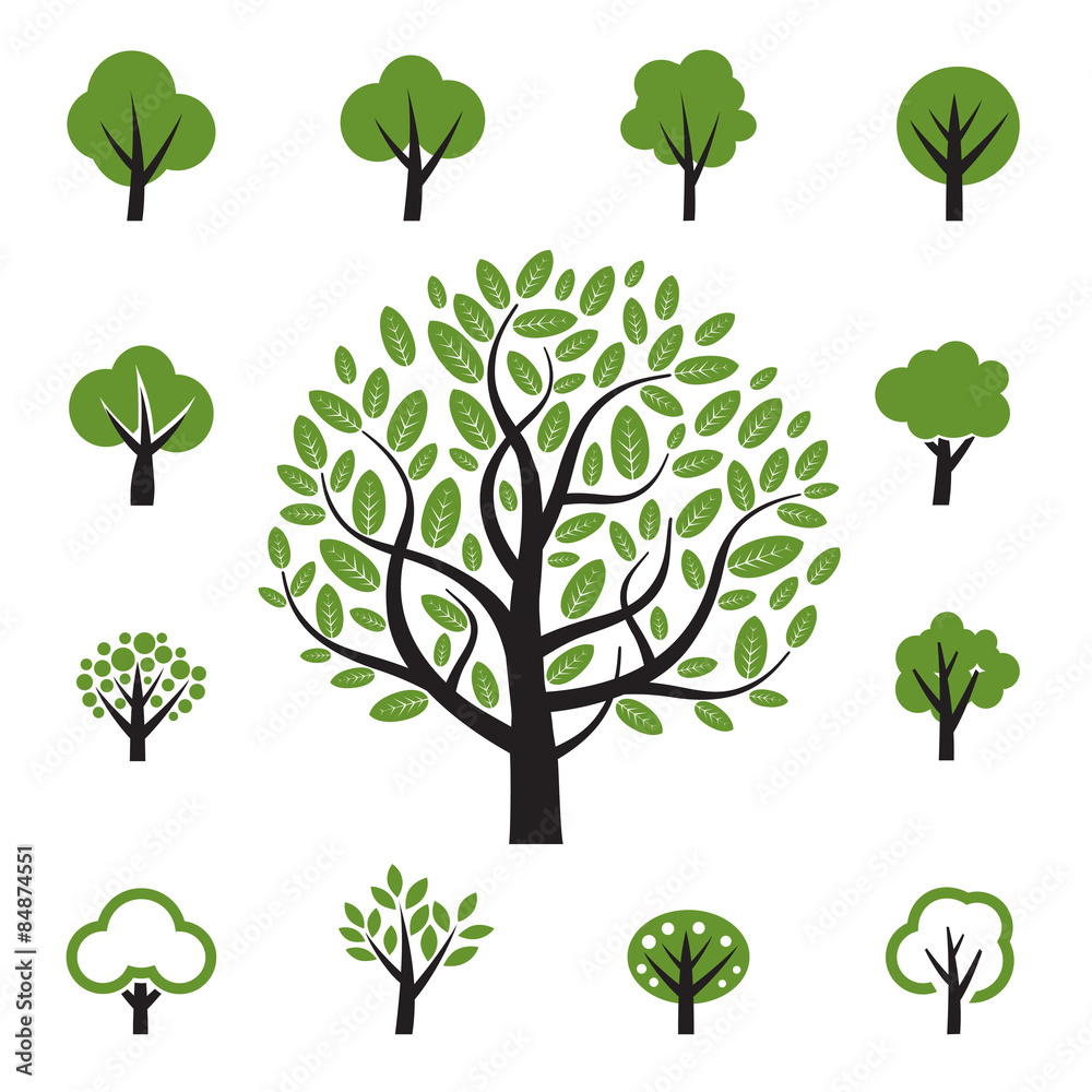 Set of vector tree Stock-Vektorgrafik | Adobe Stock
