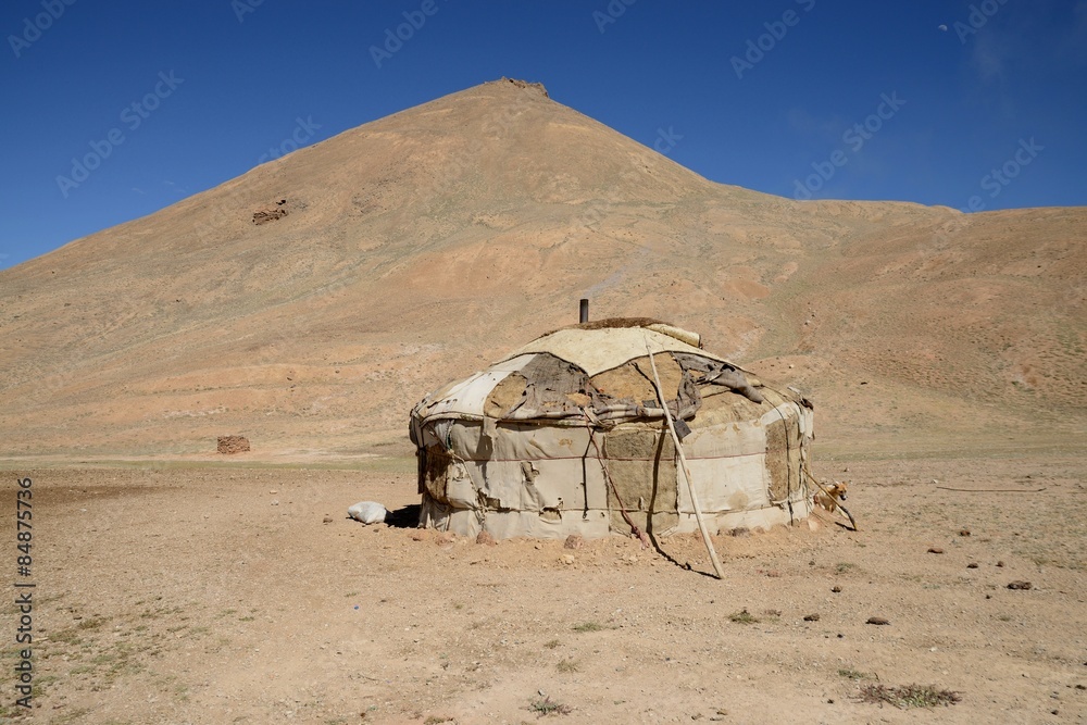 Tajik traditional jurt seen around Pamir, Tajikistan. Stock Photo ...