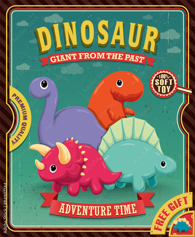 Vintage Dinosaur poster design Stock Vector | Adobe Stock
