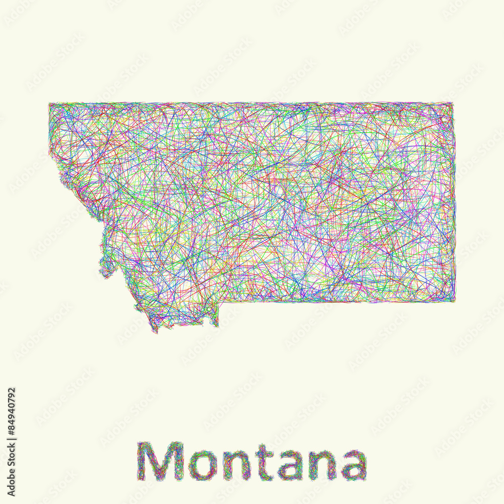 Montana line art map Stock Vector | Adobe Stock