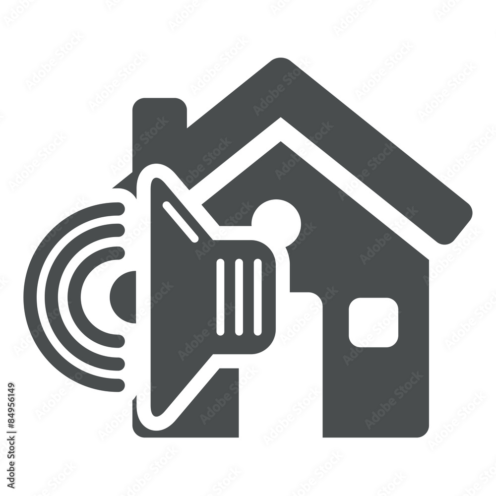 Icono casa con simbolo alarma gris Stock Illustration | Adobe Stock