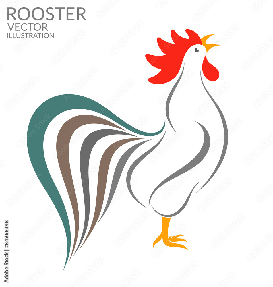 Singing rooster Stock Vector | Adobe Stock