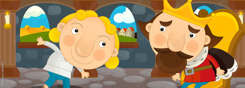 Cartoon illustration - king and the servant Stock Illustration | Adobe ...