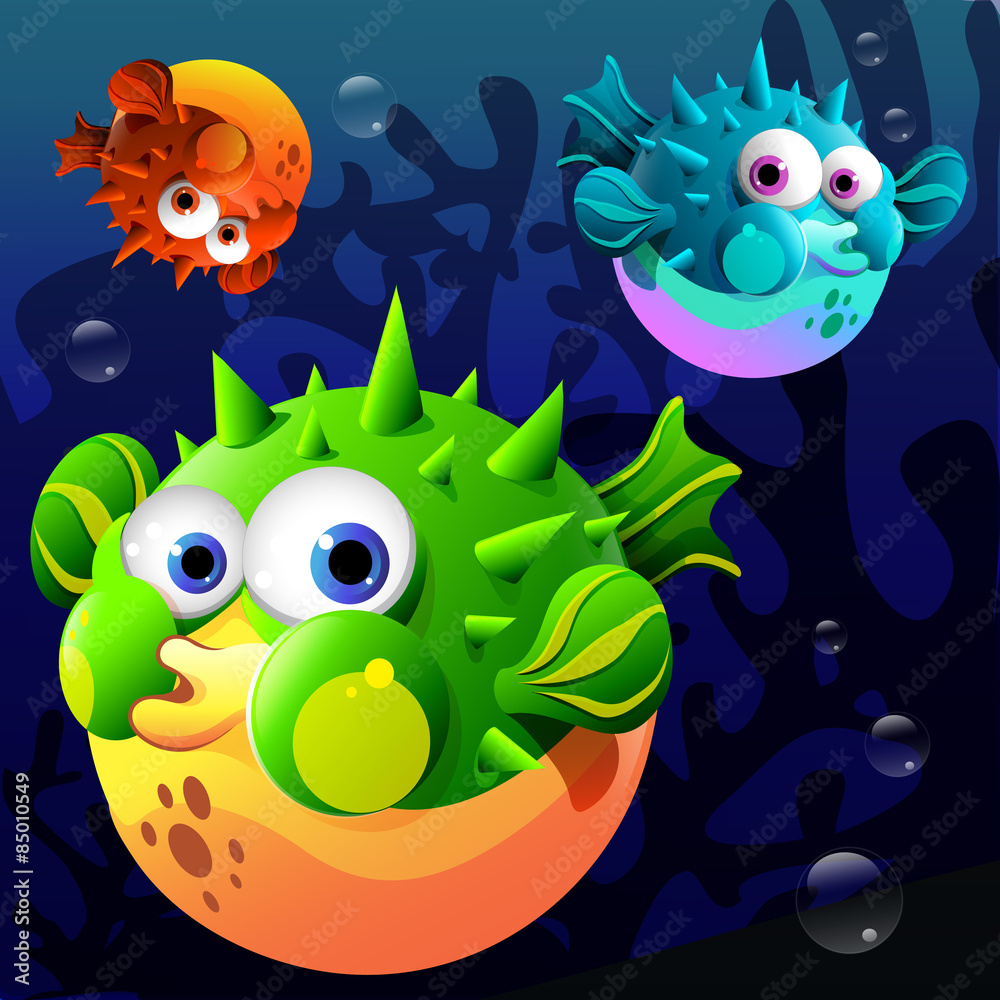 Cartoon blowfish Stock Illustration | Adobe Stock