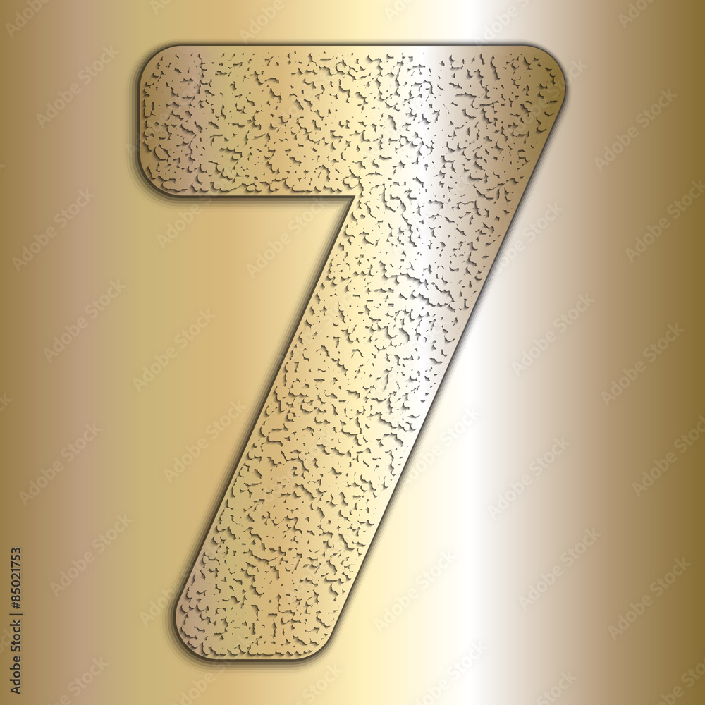 Vector metalic gold digits with grain texture, digit 7 Stock Vector ...
