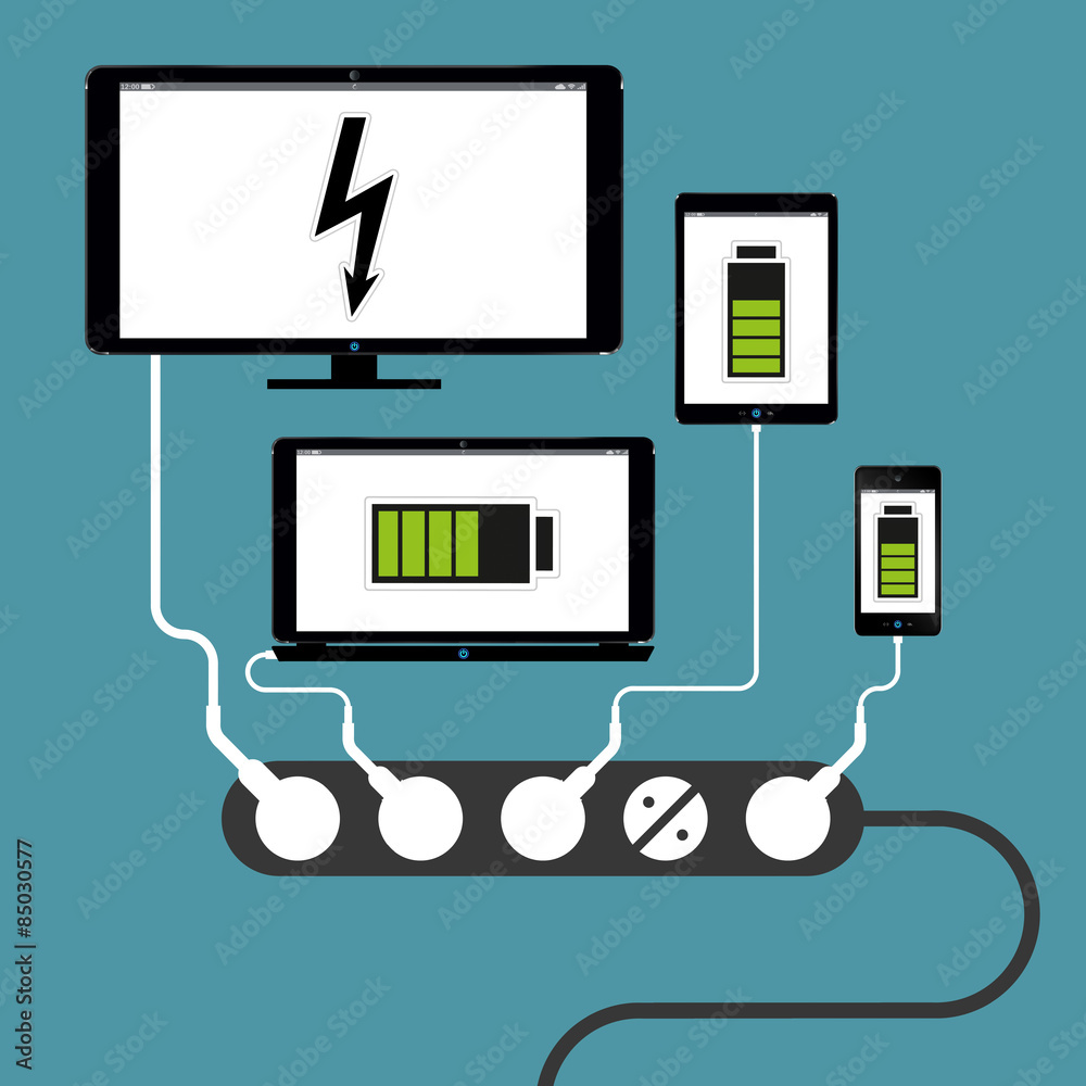 psg5 PowerStripGraphic - charging battery of different modern digital ...
