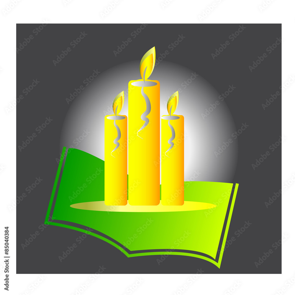 Book with candle logo design isolated on white background. Stock Vector ...