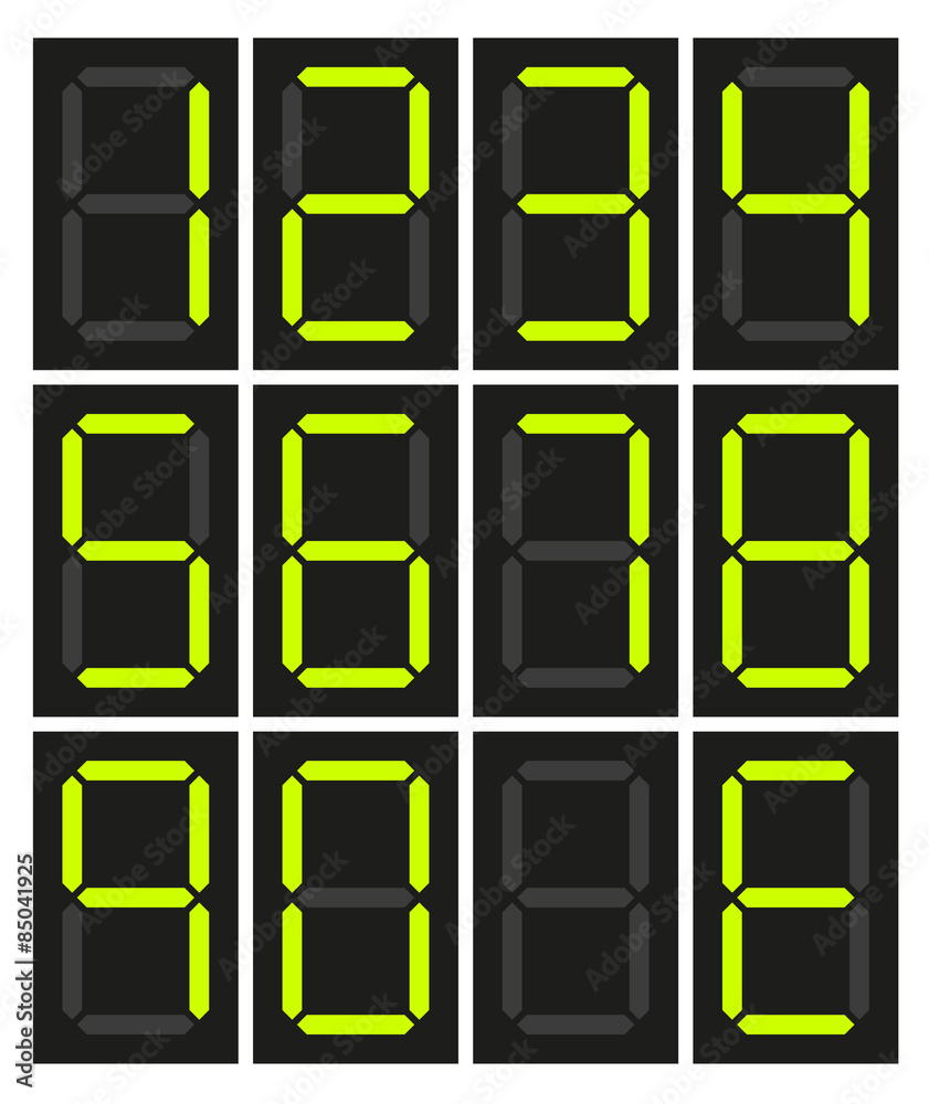 Collection of 12 isolated digital numbers font vector de Stock | Adobe ...