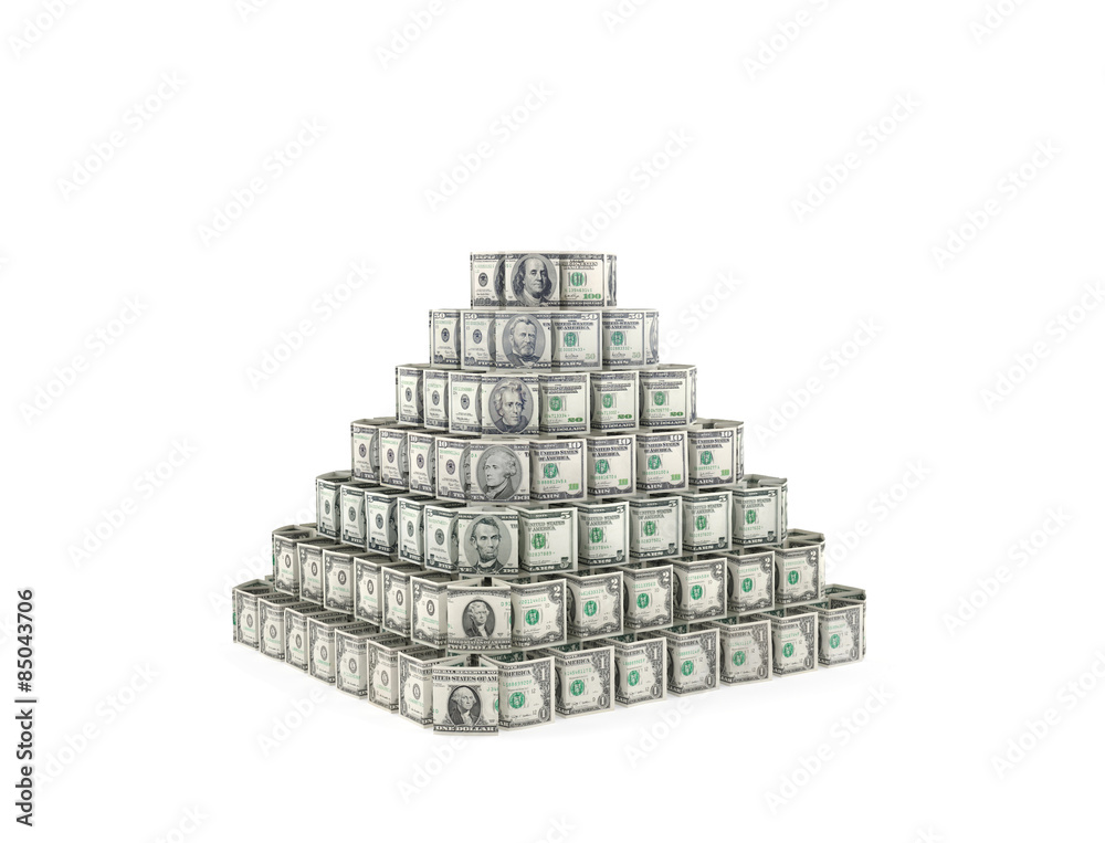 Dollars bills pyramid as symbol of main reserve currency, exchange ...
